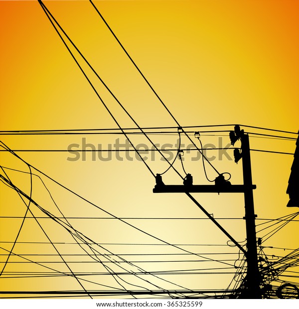 Silhouette High Voltage Power Lines On Stock Vector (Royalty Free ...