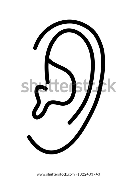 Silhouette Human Ear On White Background Stock Vector (Royalty Free ...