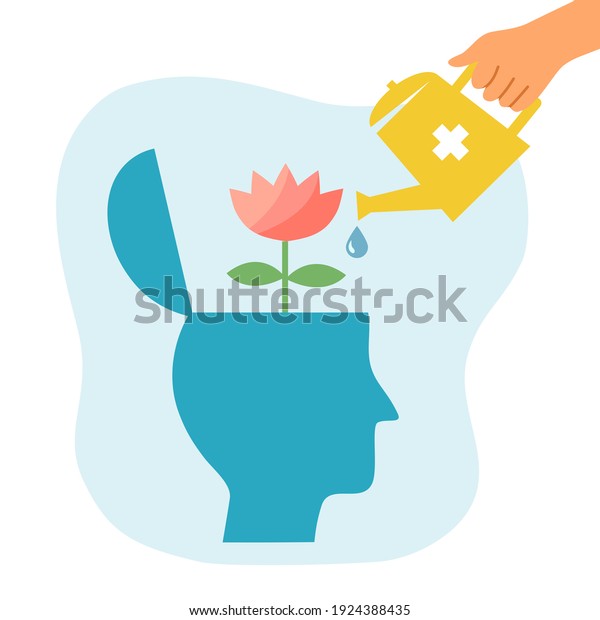 Silhouette Human Head Flower Inside Watering Stock Vector (Royalty Free ...