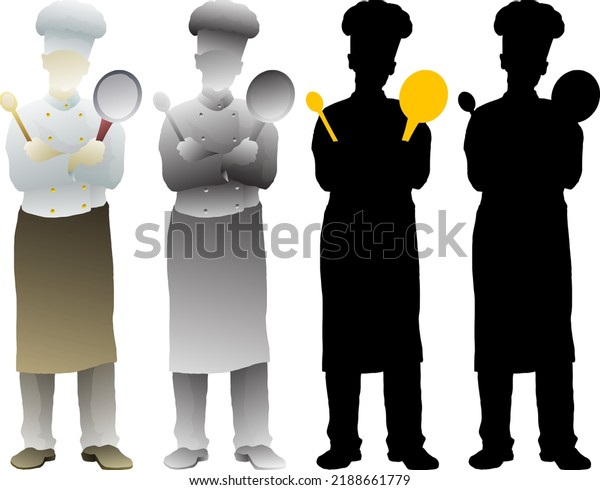 Silhouette Icon Chef Tall Hat Holding Stock Vector (Royalty Free ...