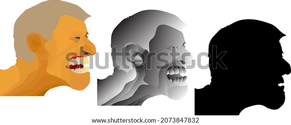 Silhouette Icon Face Snarling Angry Man Stock Vector (Royalty Free ...