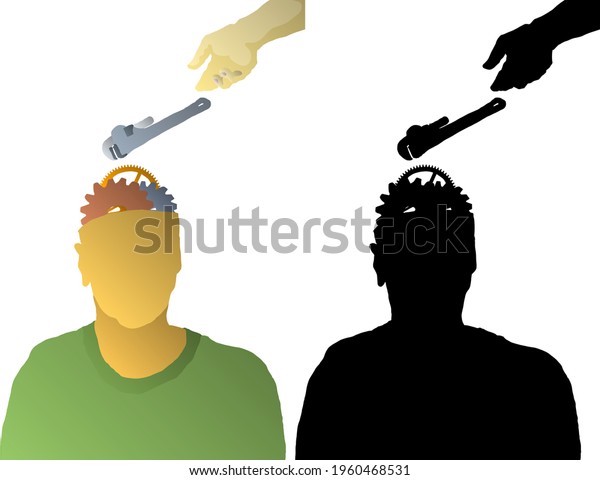 Silhouette Icon Hand Throwing Spanner Into Stock Vector (Royalty Free ...