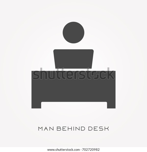 Silhouette Icon Man Behind Desk Stock Vector (Royalty Free) 702720982 ...