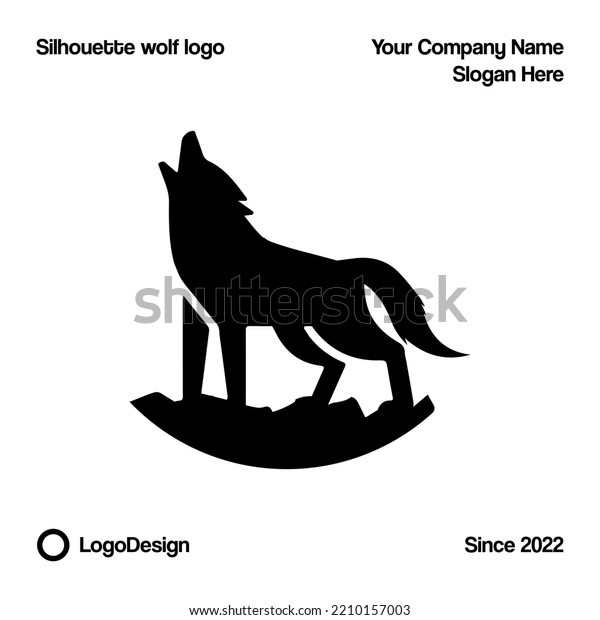 Silhouette Illustration Howling Wolf Moon Logo Stock Vector (Royalty ...