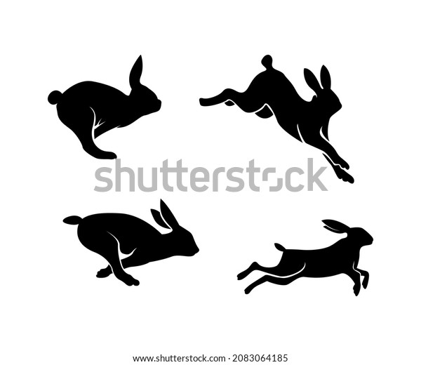 Silhouette Jumping Rabbit Silhouette Rabbit Rabbit: เวกเตอร์สต็อก (ปลอด ...