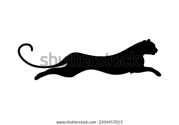 Silhouette Jumping Wild Cat Tiger Leopard Stock Vector (Royalty Free ...