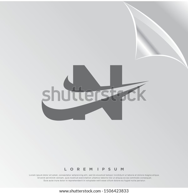 Silhouette Letter N Logo Simple Design Stock Vector (Royalty Free ...
