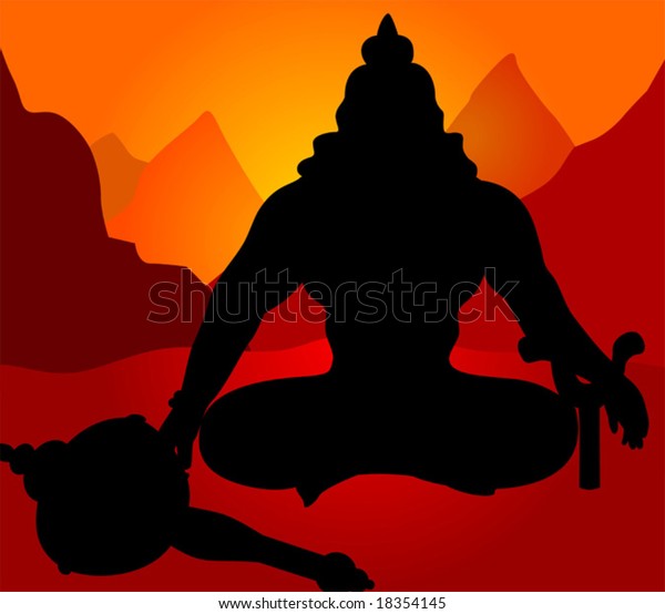Silhouette Lord Hanuman Stock Vector (Royalty Free) 18354145
