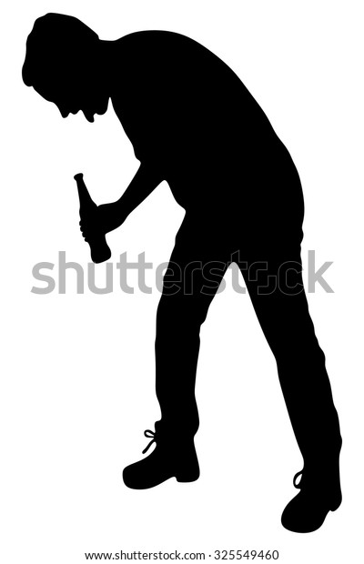Silhouette Man Beer Bottle Drunk Man Stock Vector (Royalty Free) 325549460