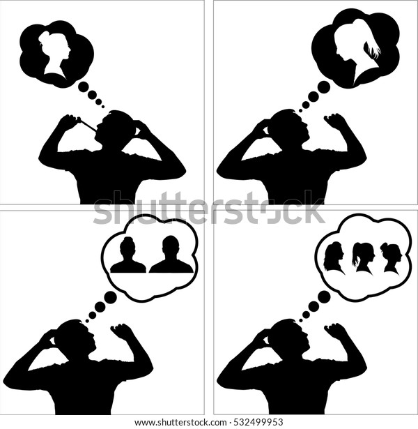 Silhouette Man Dreaming Stock Vector (Royalty Free) 532499953 ...
