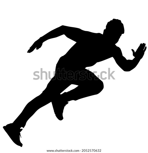 Silhouette Man Running Stock Vector (Royalty Free) 2052570632 ...