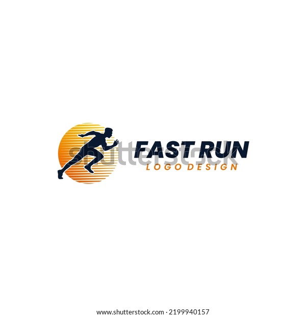 Silhouette Man Running Fast Logo Template Stock Vector (Royalty Free ...