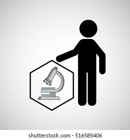 Silhouette Man Science Microscope Research Vector Stock Vector (Royalty ...