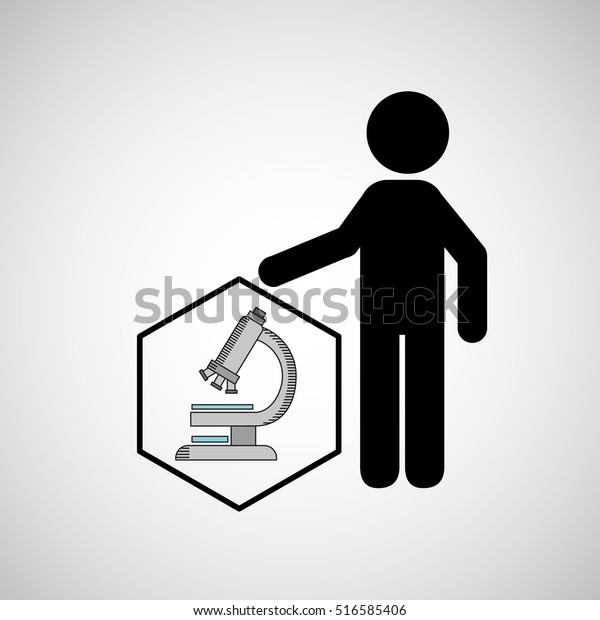 Silhouette Man Science Microscope Research Vector Stock Vector (Royalty ...