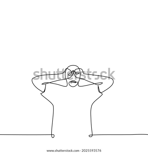 Silhouette Man Sobbing One Line Drawing Stock Vector (Royalty Free ...