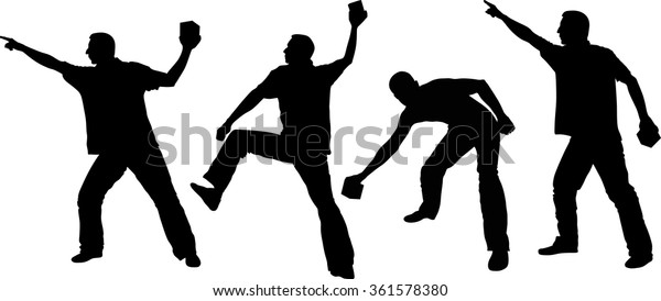 Silhouette Man Throwing Objects Stock Vector (Royalty Free) 361578380 ...