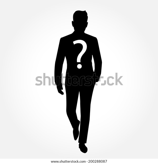 Silhouette Man Walking Question Mark Suspect Stock Vector (Royalty Free ...