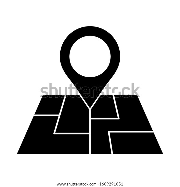 Silhouette Map Icon Pin On White Stock Vector (Royalty Free) 1609291051 ...