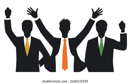 Silhouette Men Raise Both Hands Stock Vector (Royalty Free) 2140131939 ...