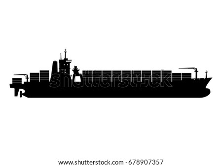 Silhouette Modern Container Ship Flat Vector Image vectorielle de stock ...