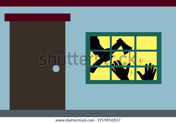 Silhouette Murder House Facade Window Ax Stock Vector (Royalty Free ...