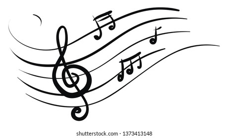 Silhouette Musical Notes Over White Background Stock Vector (Royalty ...