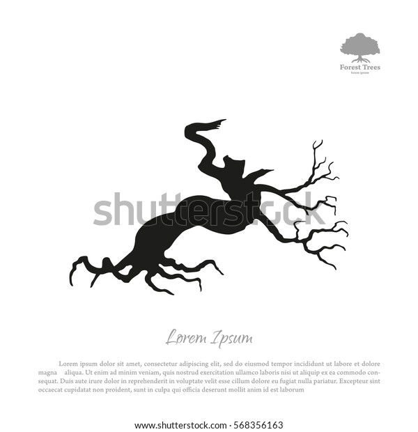 Silhouette Old Broken Tree On White Stock Vector (Royalty Free ...