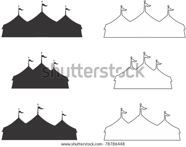 Silhouette Outline Three Ring Circus Tent Stock Vector (Royalty Free ...