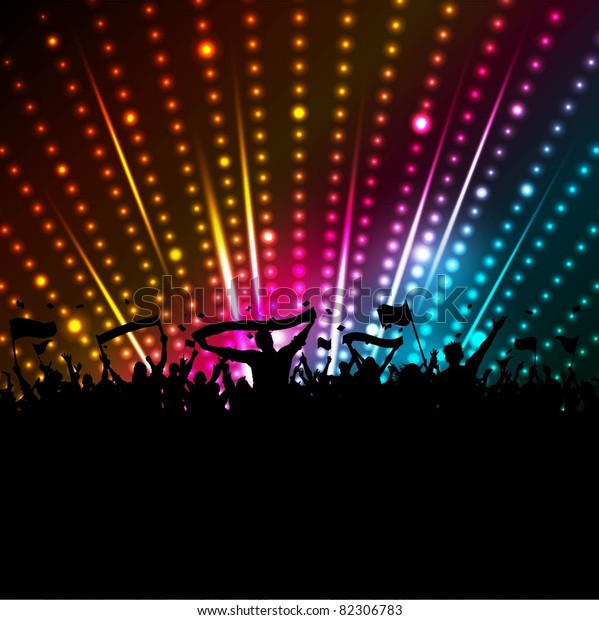 Silhouette Party Crowd Banners On Disco Stock Vector (Royalty Free ...