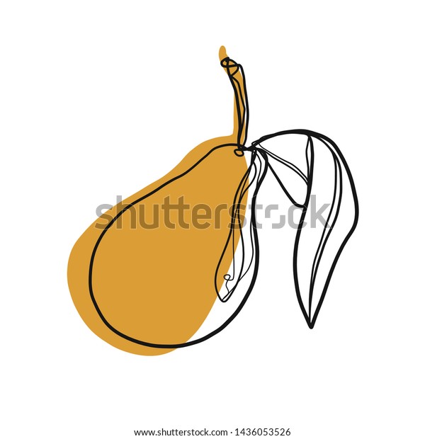Silhouette Pear One Line Drawing Fruit Stock Vector (Royalty Free ...