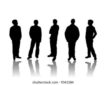 Silhouette People Reflection Vector Illustration : image vectorielle de ...