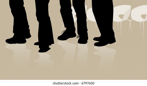 Silhouette People Waiting Line Queue Row: vector de stock (libre de ...
