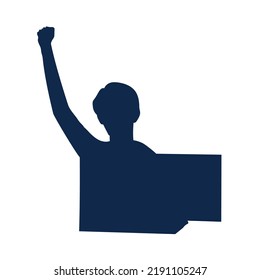 Silhouette Person Doing Protest Gesture Vector Stock Vector (Royalty ...
