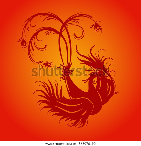 Silhouette Phoenix Bird Red Fenix Symbol Stock Vector (Royalty Free ...