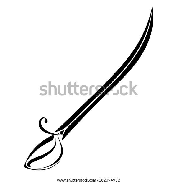 Silhouette Pirate Sword On White Background Stock Vector Royalty Free 182094932 Shutterstock