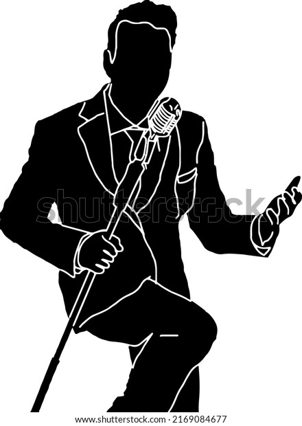 Silhouette Pop Singer Singer Vector Sketch: เวกเตอร์สต็อก (ปลอดค่า ...