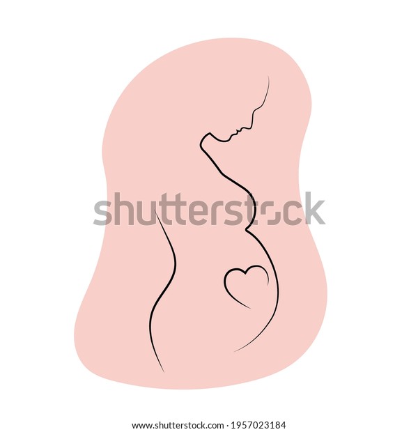 Silhouette Pregnant Woman Line Art Stock Vector Royalty Free