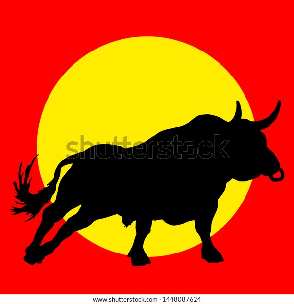 Silhouette Rampaging Wild Bull Vector Illustration Stock Vector ...