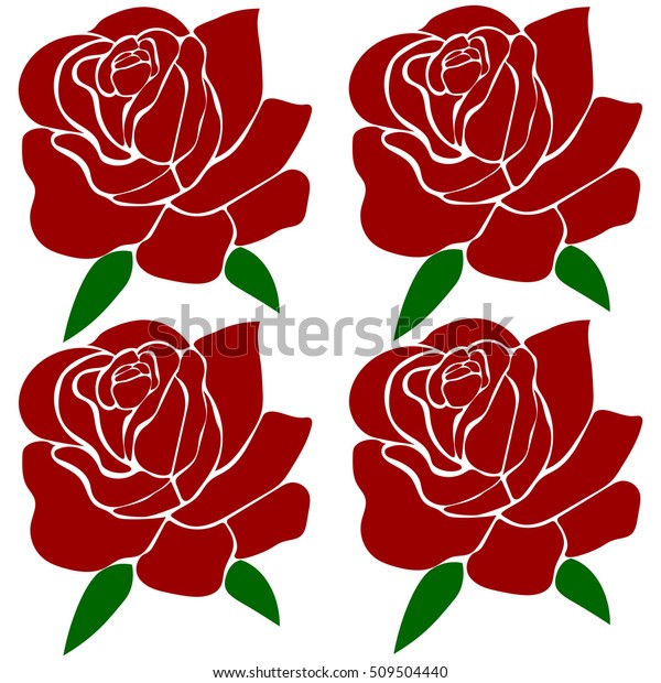 Silhouette Rose Pattern On White Background Stock Vector (Royalty Free ...