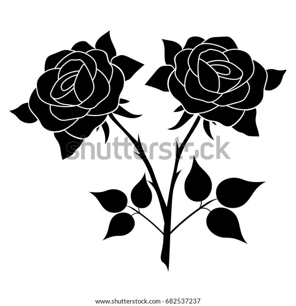 Silhouette Rose Pattern On White Background Stock Vector (Royalty Free ...