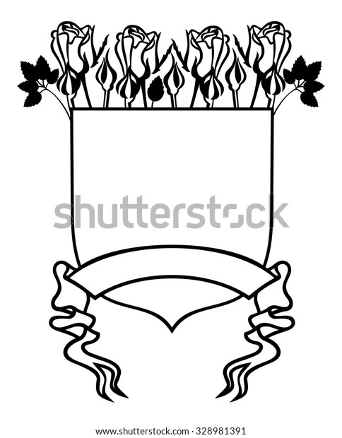 Silhouette Shield Roses Stock Vector (Royalty Free) 328981391 ...
