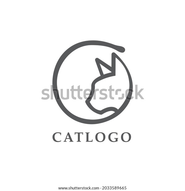 Silhouette Simple Cat Logo Template On Stock Vector (Royalty Free ...
