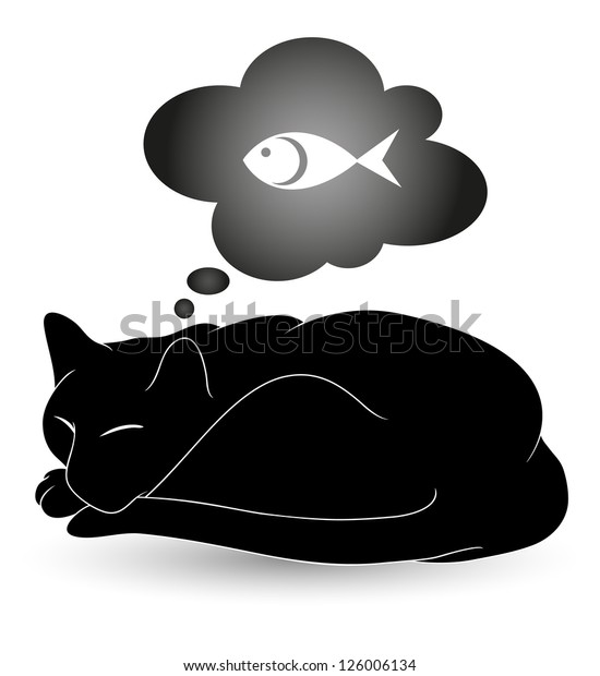 Silhouette Sleeping Cat Vector Stock Vector (Royalty Free) 126006134
