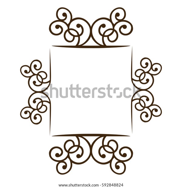 Silhouette Square Frame Decorative Ornament Swirl Stock Vector (Royalty ...