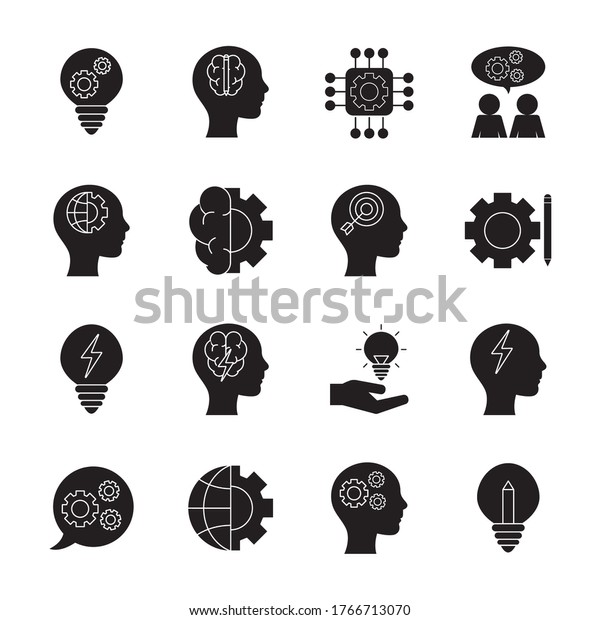 Silhouette Style Icon Set Design Innovation Stock Vector (Royalty Free ...