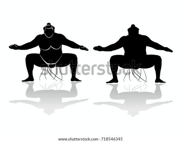 Silhouette Sumo Wrestler Black White Drawing: Stock-Vektorgrafik ...