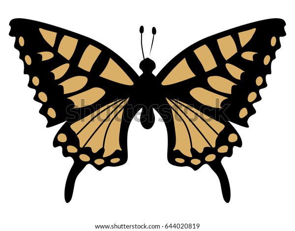 Silhouette Swallowtail Butterfly Stock Vector (Royalty Free) 644020819 ...