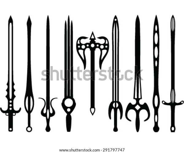 Silhouette Swords Vector Background Isolated Stock Vector (Royalty Free ...