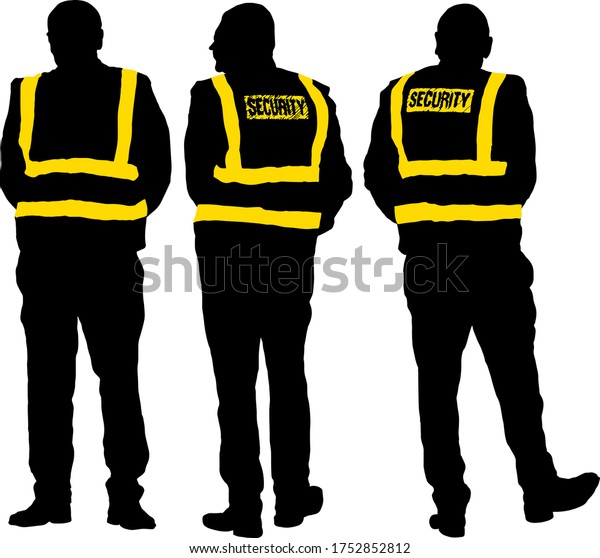Silhouette Team Security Officers Vector Illustration Stock Vector ...