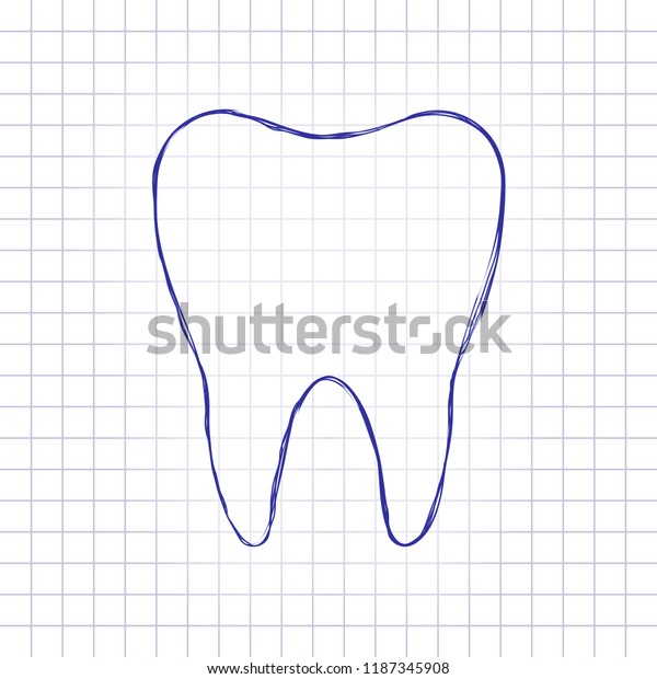 Silhouette Tooth Simple Icon Hand Drawn Stock Vector (Royalty Free ...